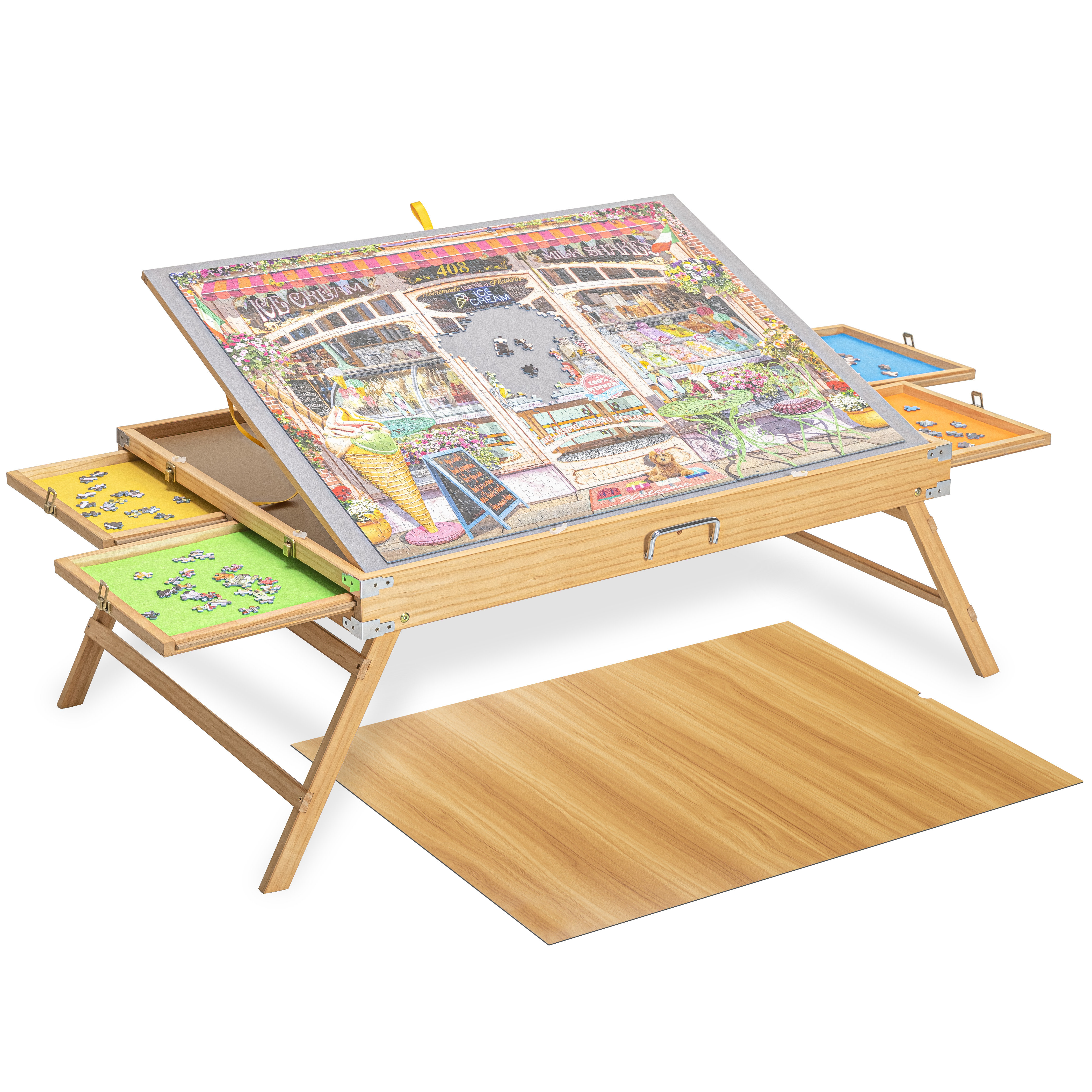 Fanwer Jigsaw Puzzle Tables with Drawers and Legs 1500 Pieces 34" x 26 ...
