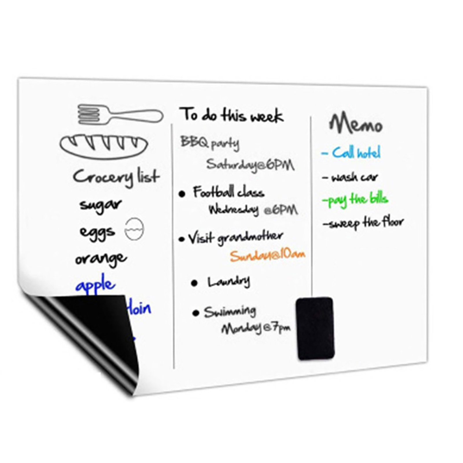 BONYOUN A5 Whiteboard Self-Adhesive Memo Magnetic Whiteboard Sticker ...