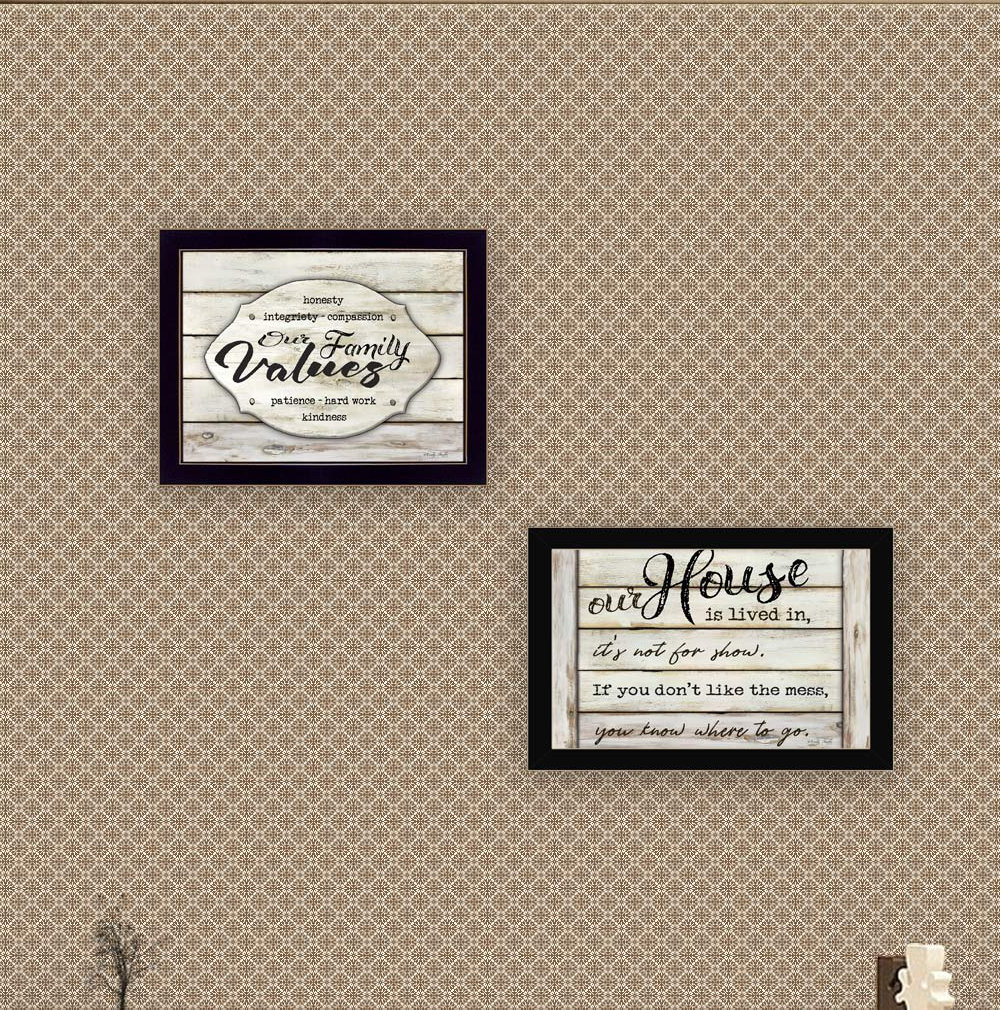 Gracie Oaks Family Values 2-Piece Vignette Framed Wall Art for Living ...