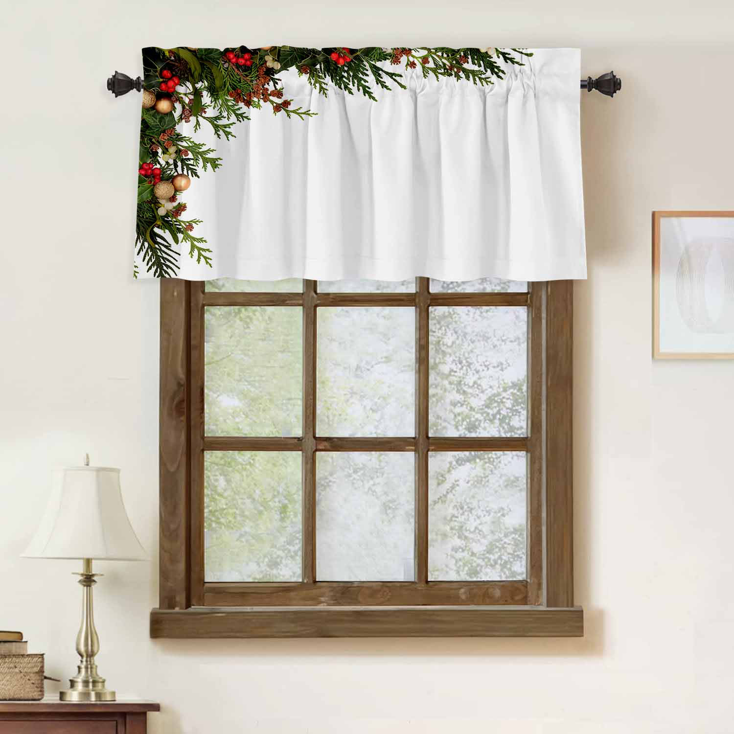 Alcott Hill Gold 52"W Christmas Seasonal Border of Holly Ivy Window ...