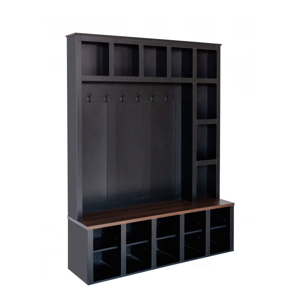 Red Barrel Studio® Farmhouse Wooden Style Hall Tree with 6 Hooks | Wayfair