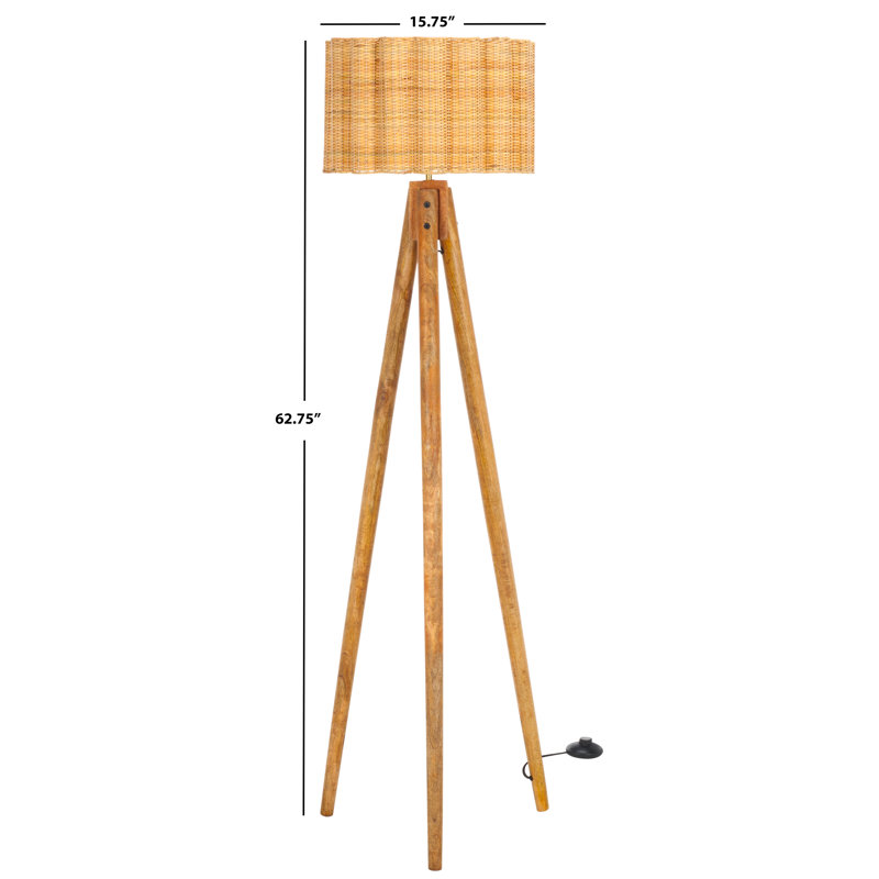 Corrigan Studio® Masazumi 62 Inch Mango Wood and Cane Floor Lamp | Wayfair