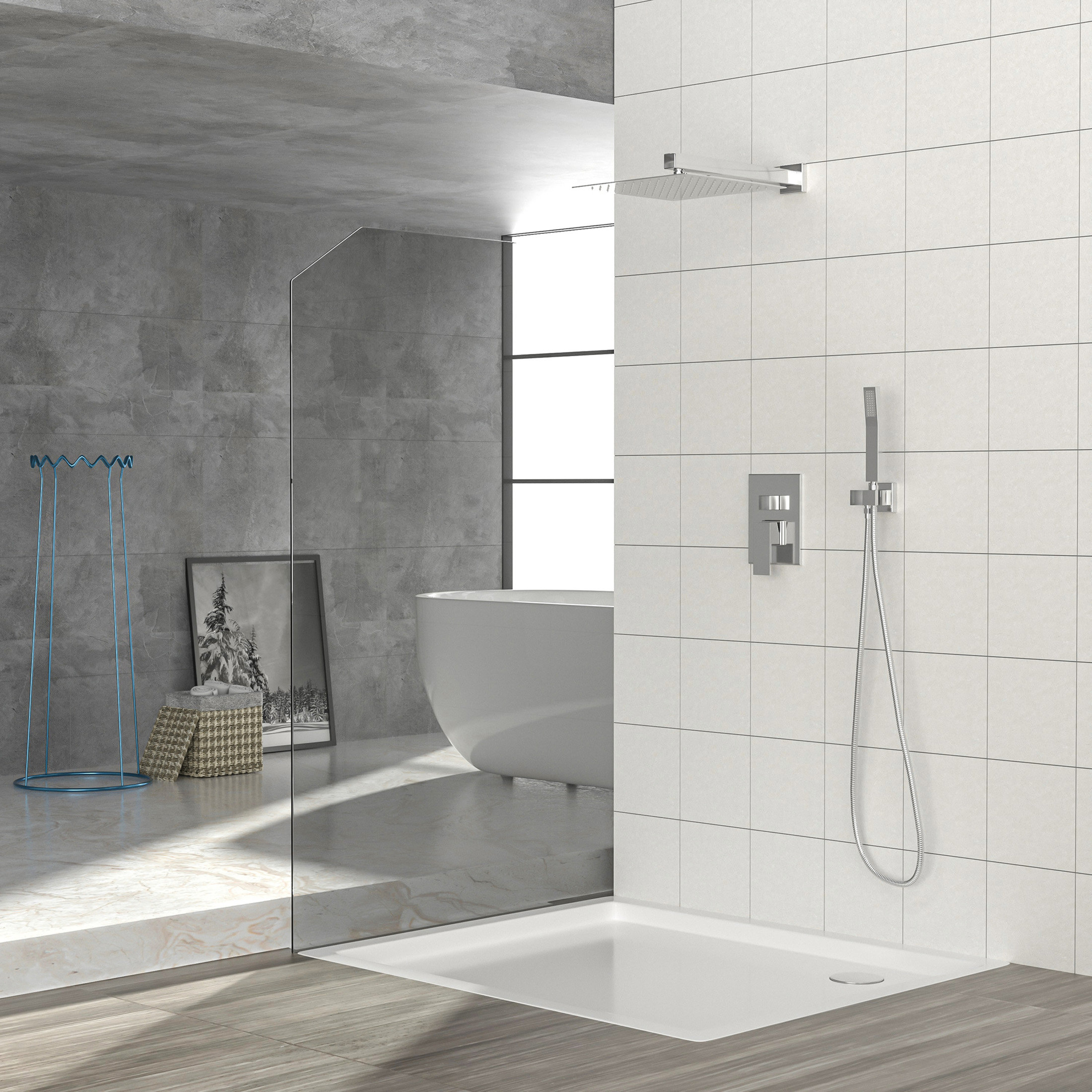 HANGZHOUSHANGYI Dual Shower Head - 10 Inch Wall Mounted Square Shower ...