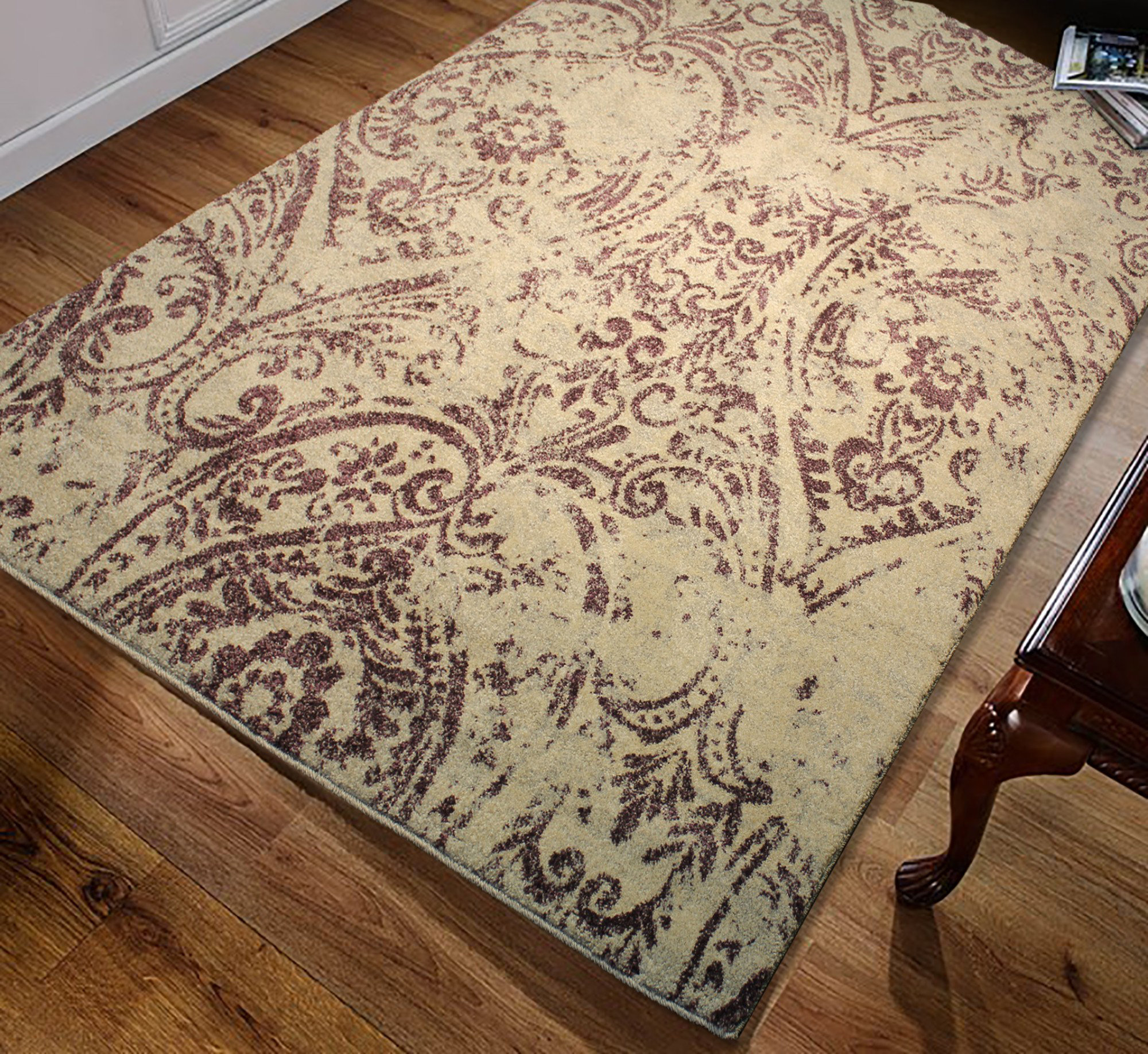 Rosalind Wheeler Connell Handmade Beige/Burgundy Indoor / Outdoor Use ...