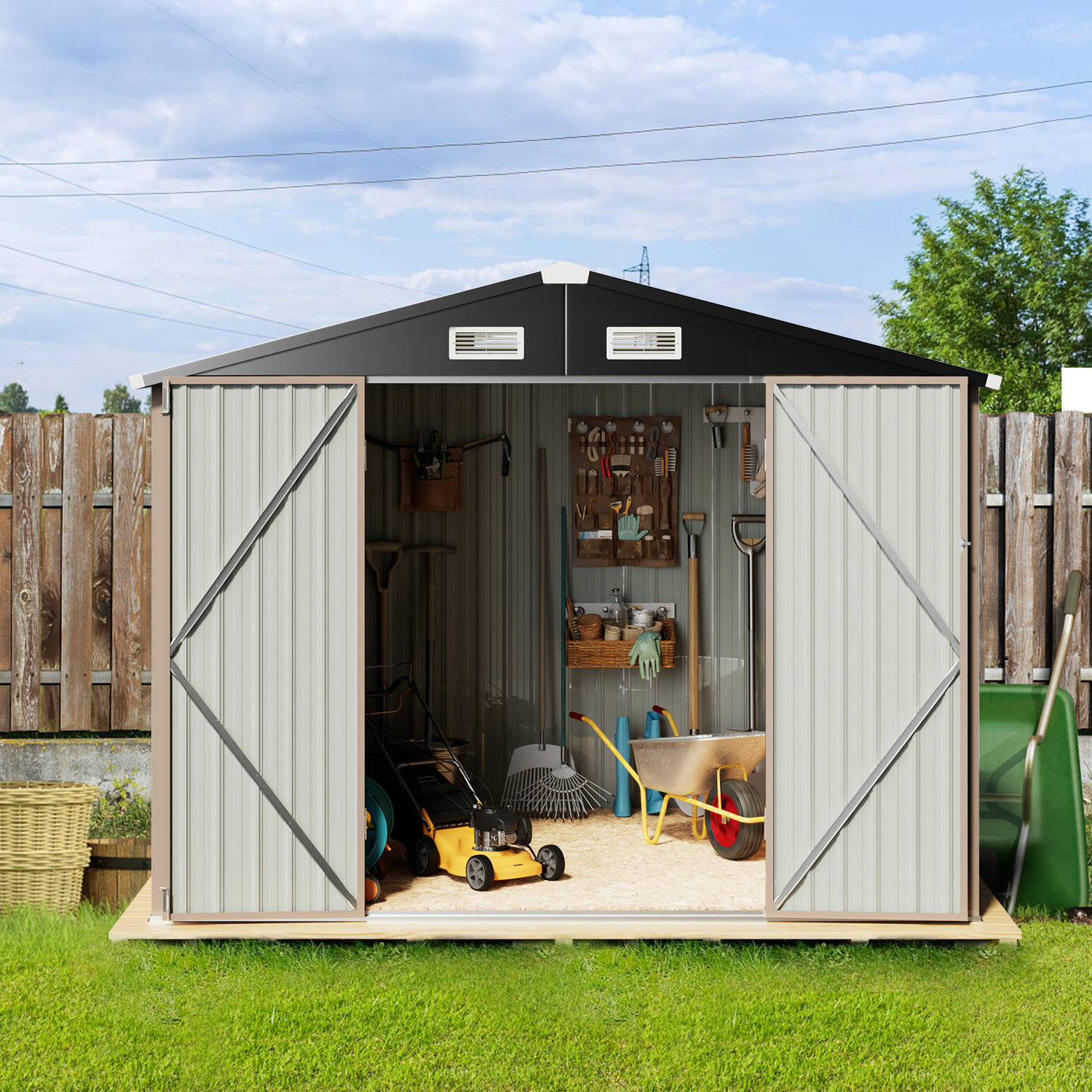 Aoxun 8 ft. W x 6 ft. D Galvanized Steel Lean-To Storage Shed - Wayfair ...