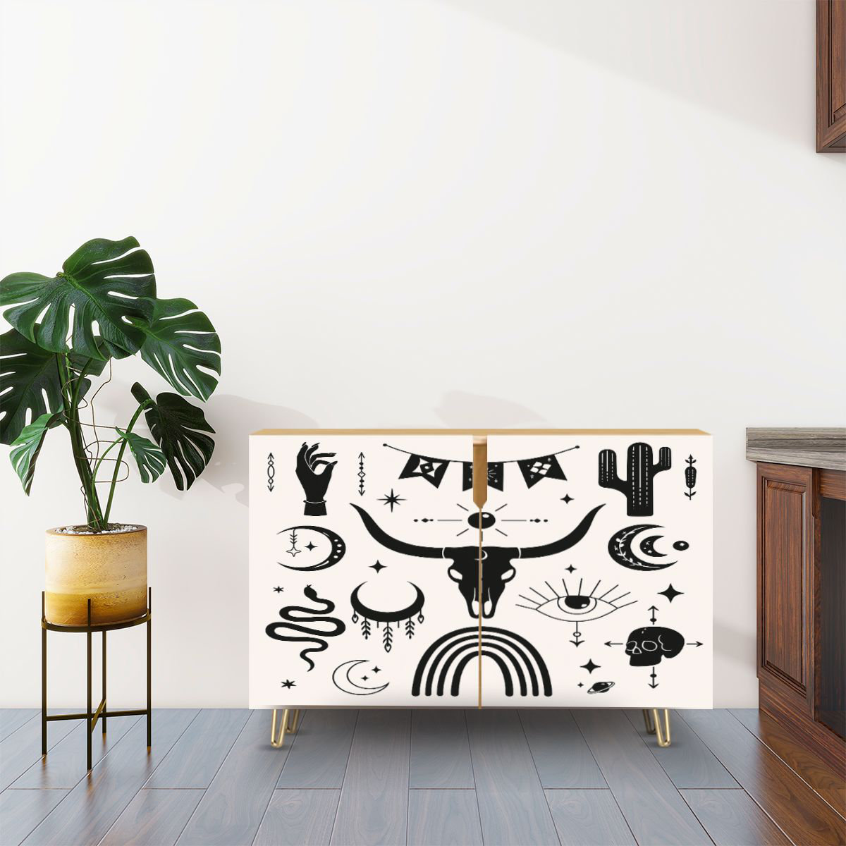 Dakota Fields Sideboard Buffet Cabinet with Storage Western boho set ...