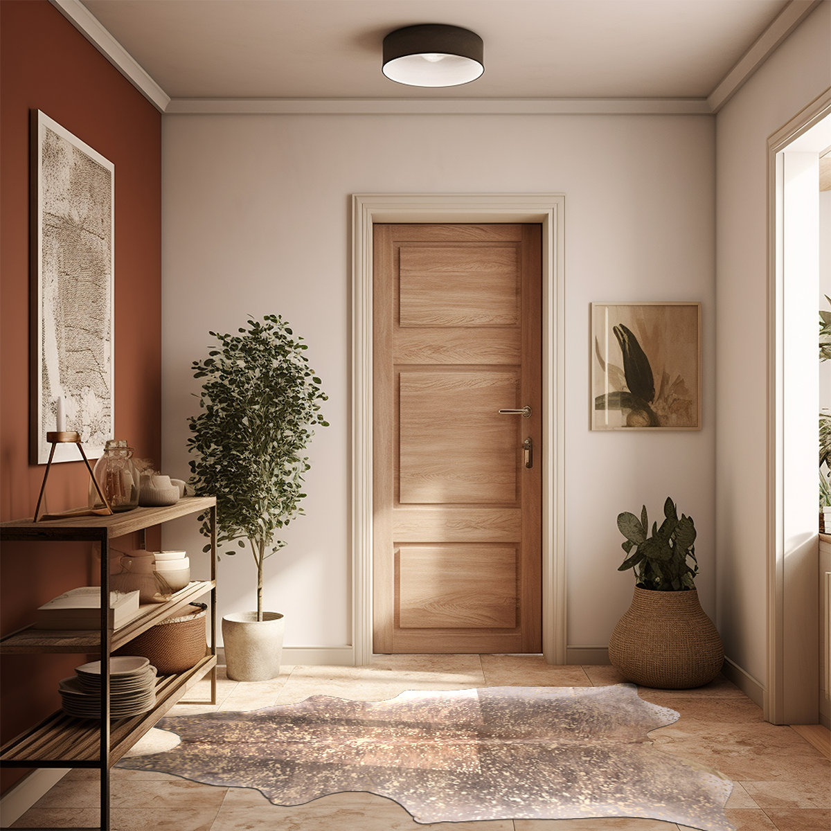 Everly Quinn Custom Gold Metallic on Brindle Cowhide Rug | Wayfair