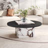 Ivy Bronx 35.43" Round Solid Wood Coffee Table, with Glossy Square Faux ...