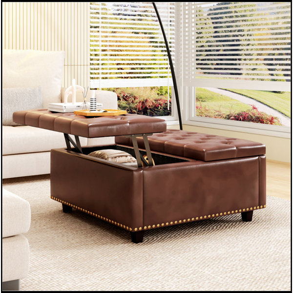 Latitude Run® Large Square Storage Stool With Two Storage Doors | Wayfair