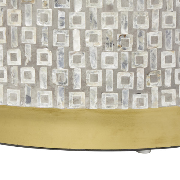 Mercury Row® Mother of Pearl Shell Side End Accent Table with Gold Base ...