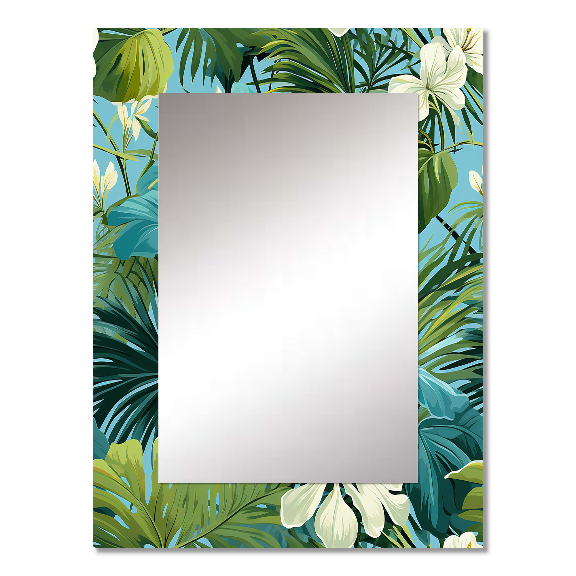 Bungalow Rose Azure And Green Canopy Tropical Pattern - Tropical Mirror ...