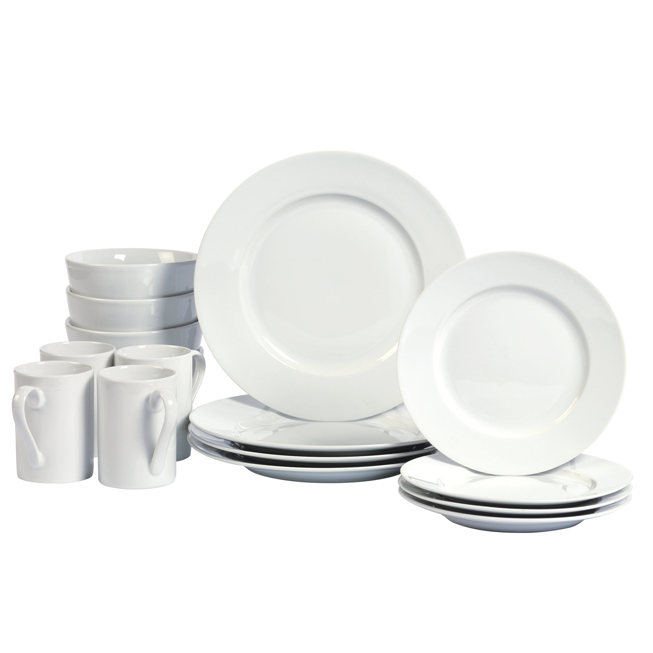 Tabletops Gallery Round Rim 16 Piece Dinnerware Set, Service for 4 ...