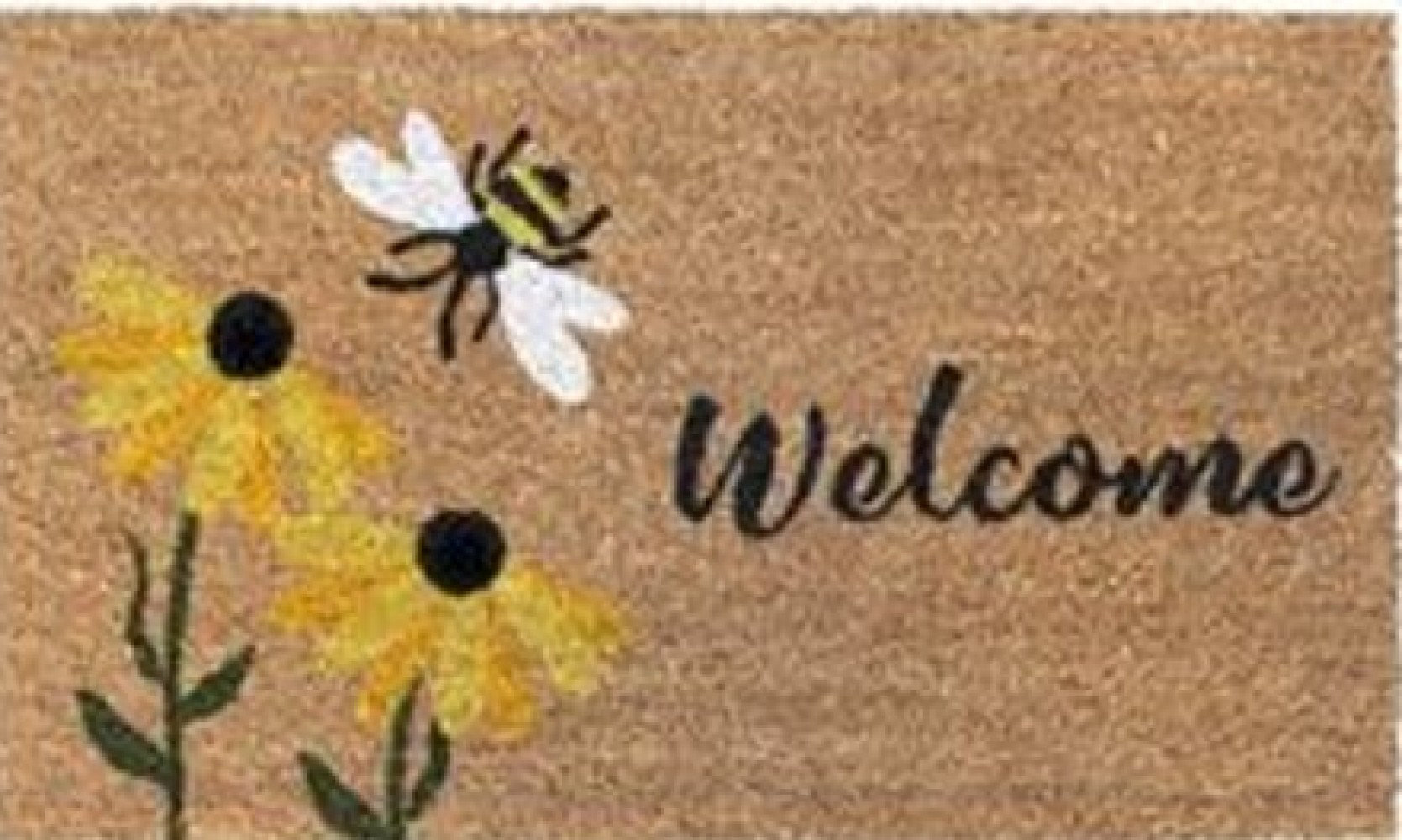 Ophelia & Co. Welcome Bee Flying To Flowers Doormat | Wayfair