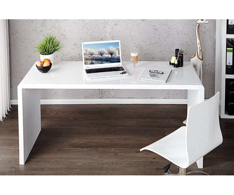 East Urban Home Bronislava High Gloss Home Office White Desk - Sleek ...