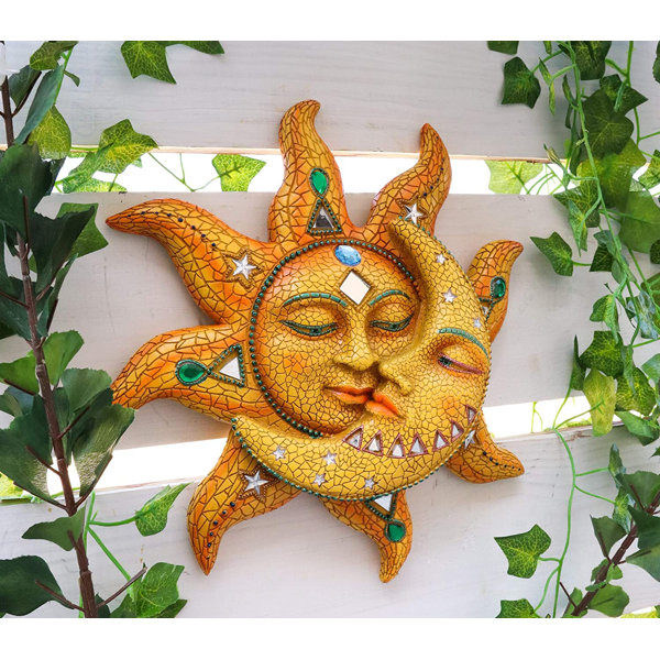 Bungalow Rose Colorful Celestial Heavens Mosaic Sun And Moon Wall Decor ...
