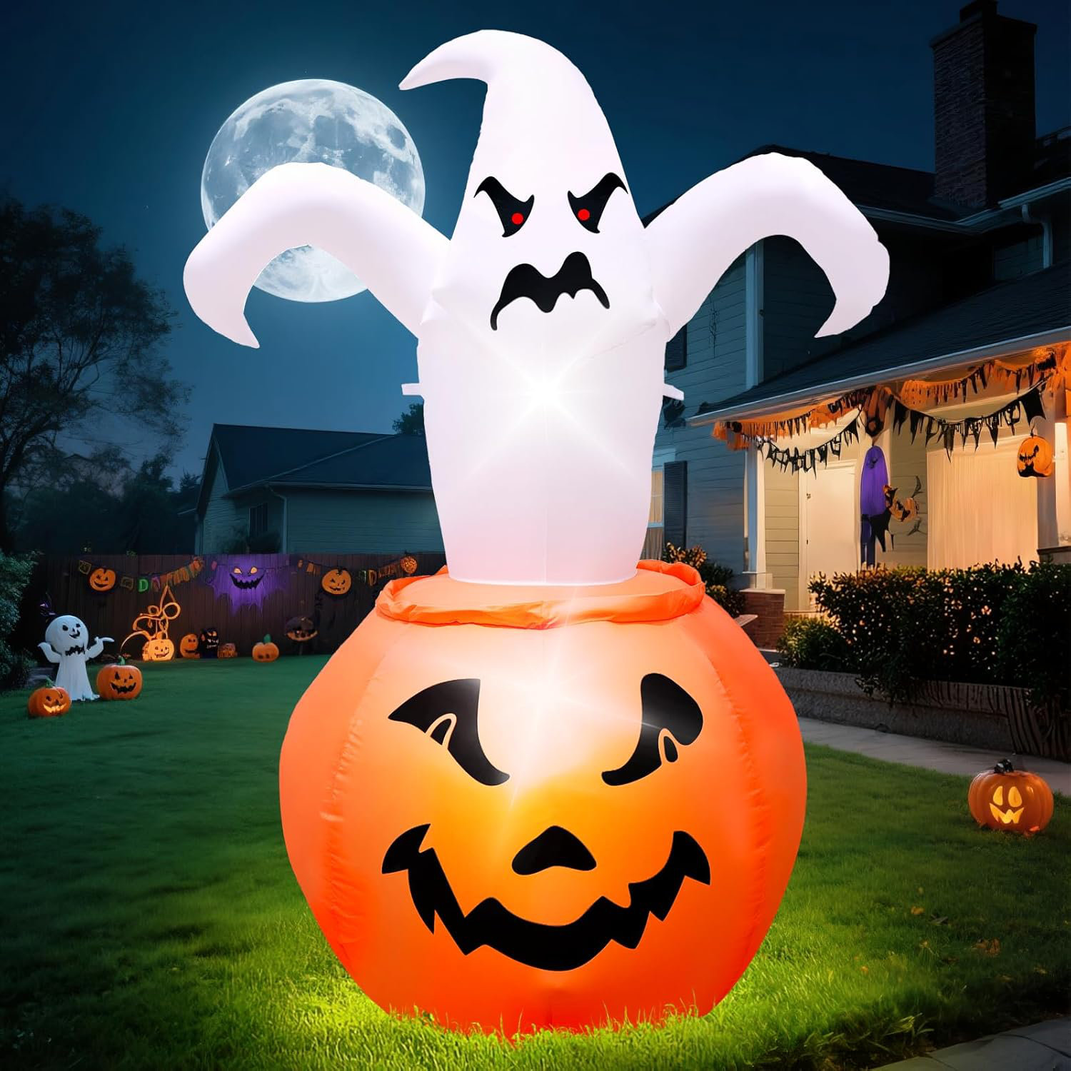 Ebern Designs Halloween Inflatables Decorations, 6FT Spooky Ghost ...