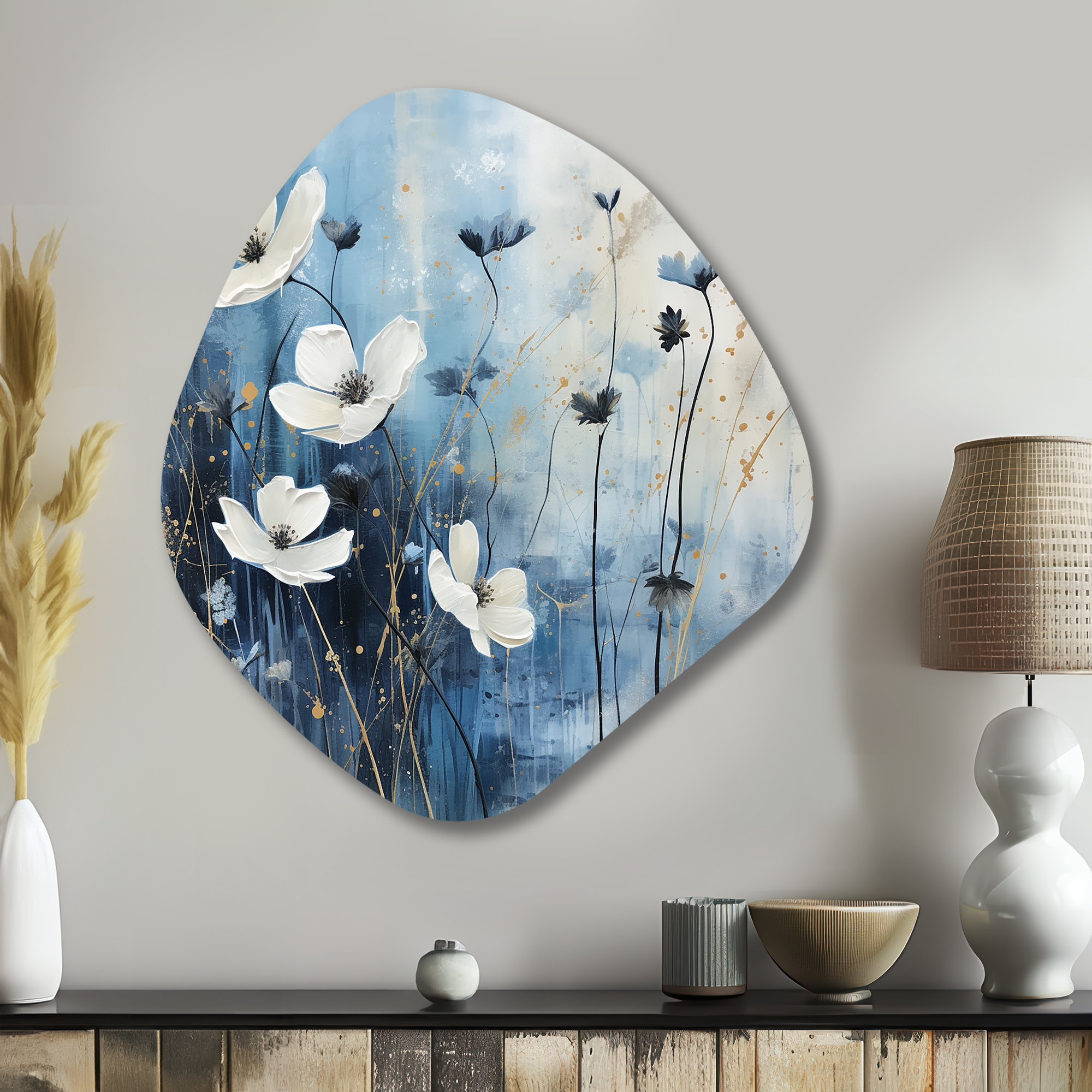 Design Art White And Blue Fields Of Wildflower Beauty - Wildflowers ...