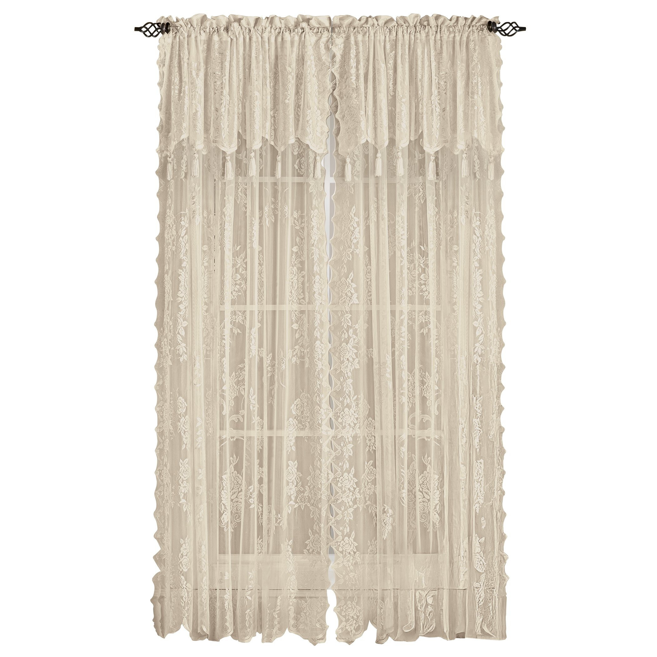 Ophelia & Co. Carly Sheer Floral Lace Design Curtain Panel and Valance ...