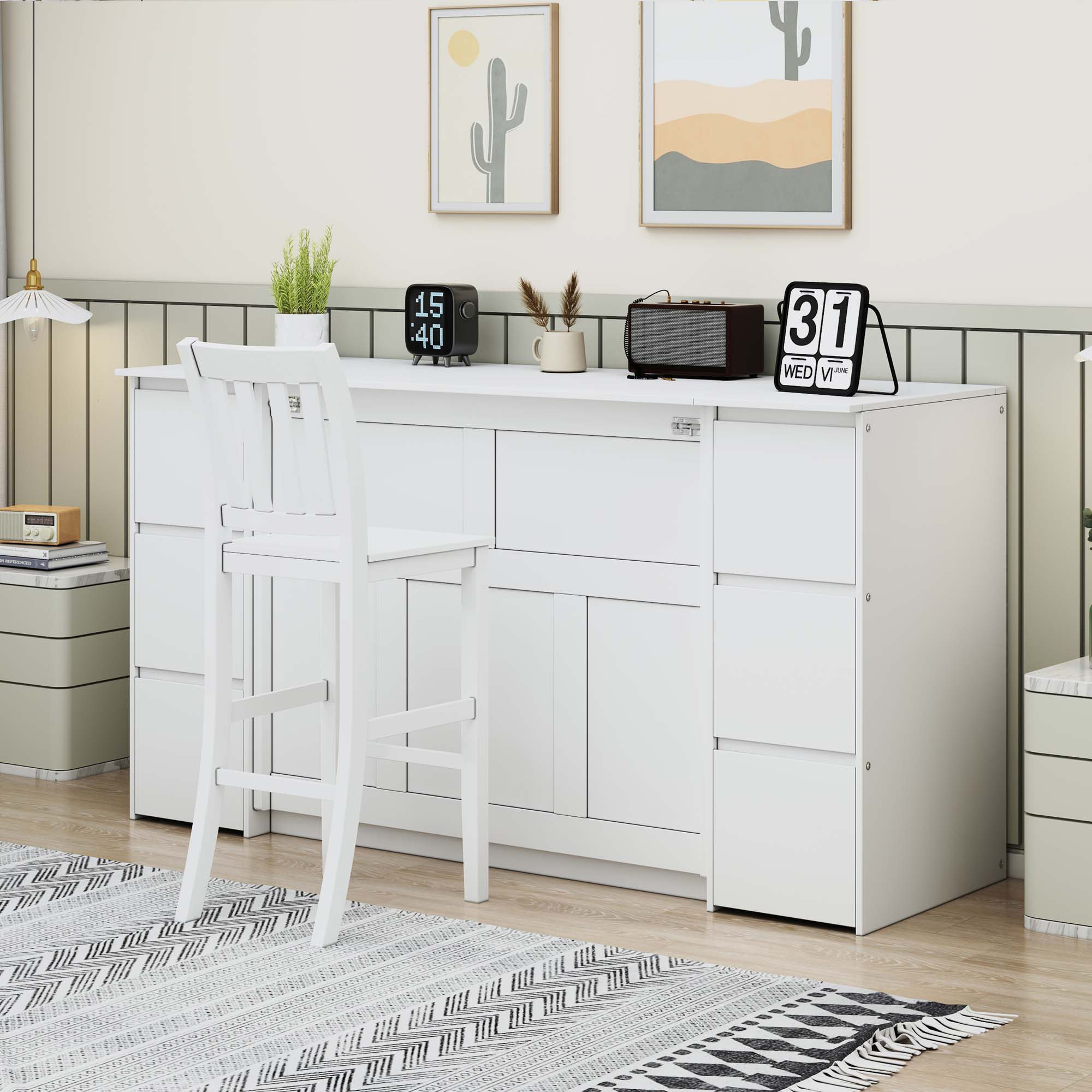 Harriet Bee Murphy Bed with Drawers, Cabinets and USB Ports - Wayfair ...