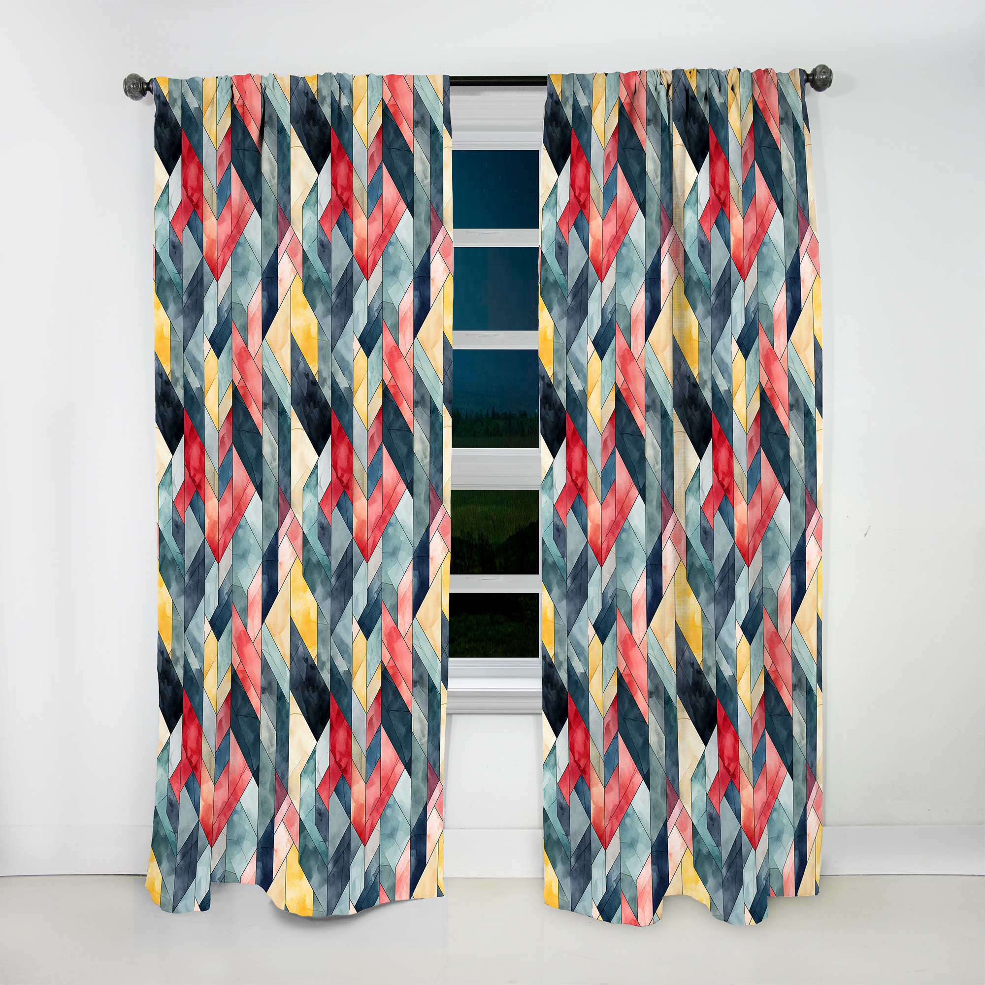 Design Art Ethno Marble Enchantment In Geometric - Glam Velvet Curtain ...