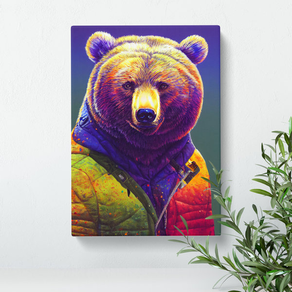Happy Larry Bear with Jacket No.2 - Wrapped Canvas Graphic Art ...