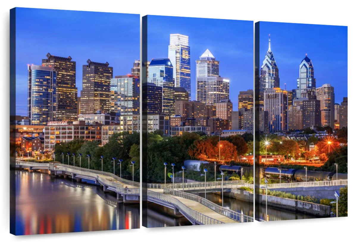 Ebern Designs Sebbie Philadelphia Blue Hour | Wayfair