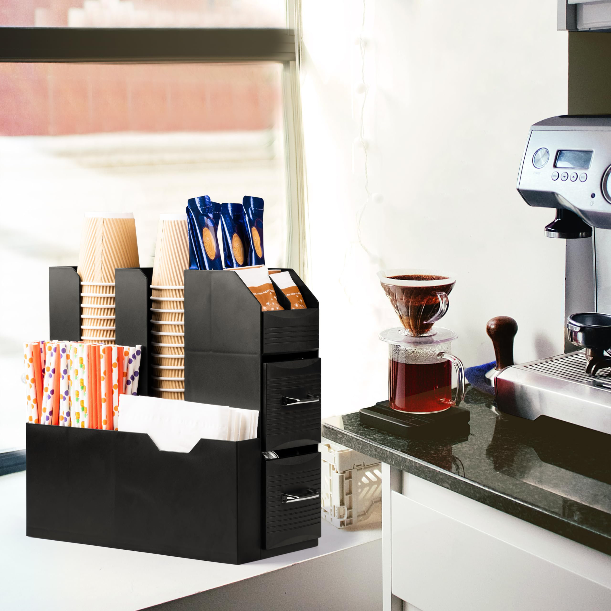 Fish hunter Coffee Condiment Organizer 11-Compartment Breakroom Coffee ...