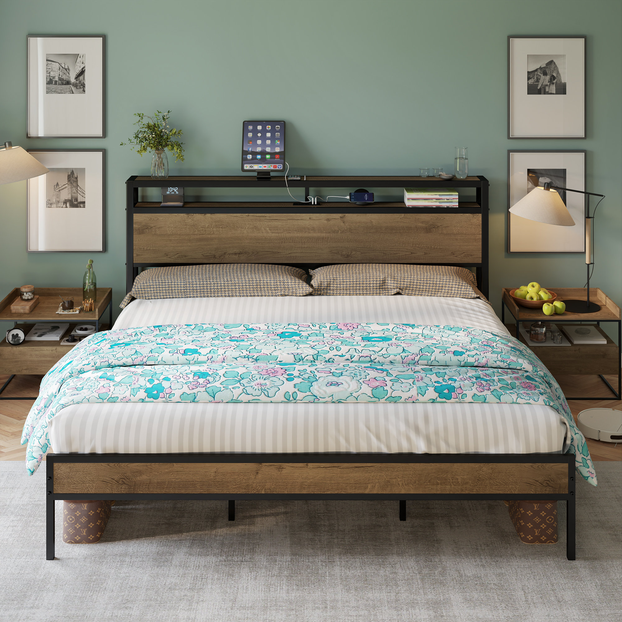 Trent Austin Design Lit plateforme industriel avec base de charge ...