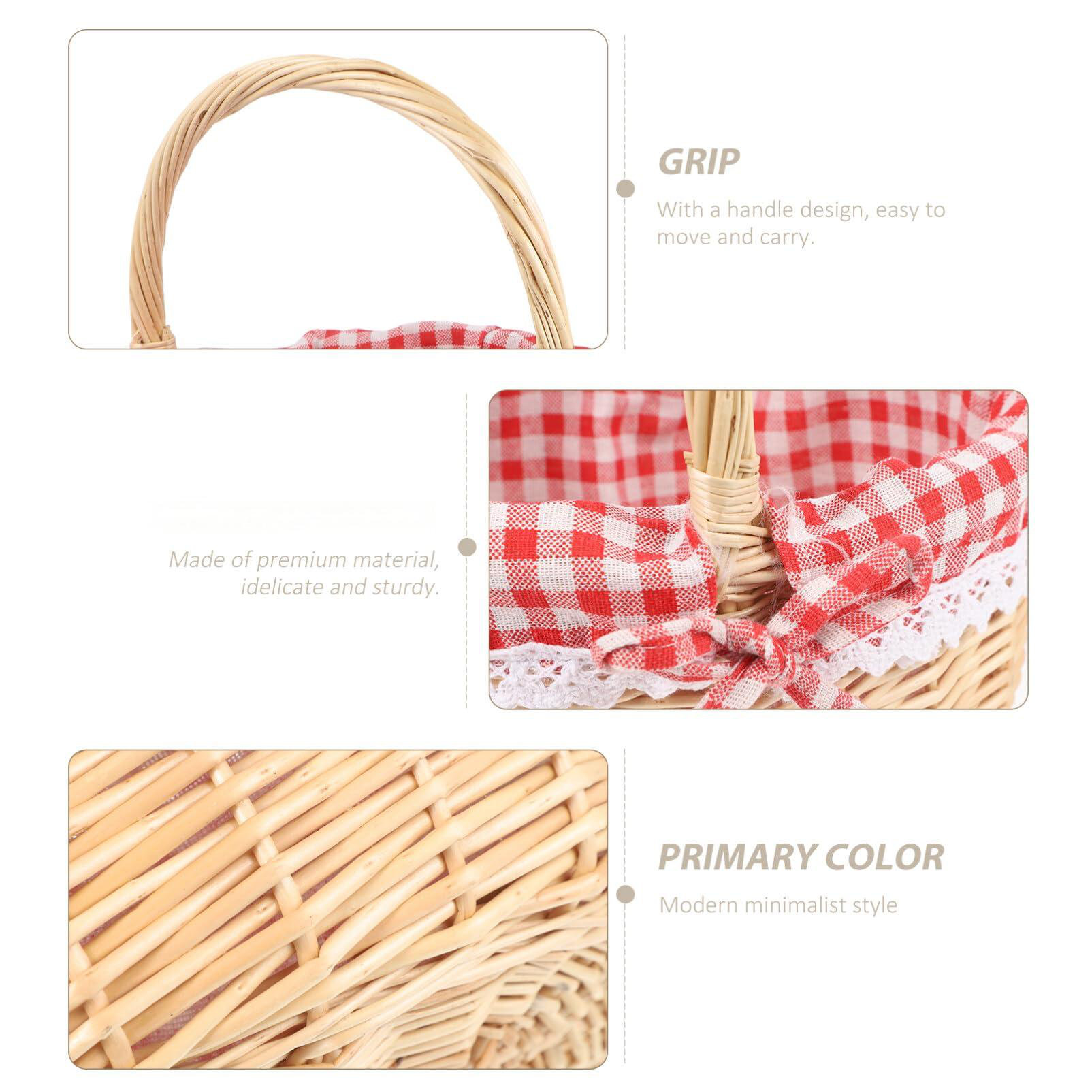 August Grove Wicker Picnic Basket With Liner Oval Woven Basket With ...