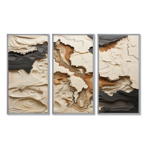 Design Art Beige And Brown African River Collage - Abstract Shapes Wall ...