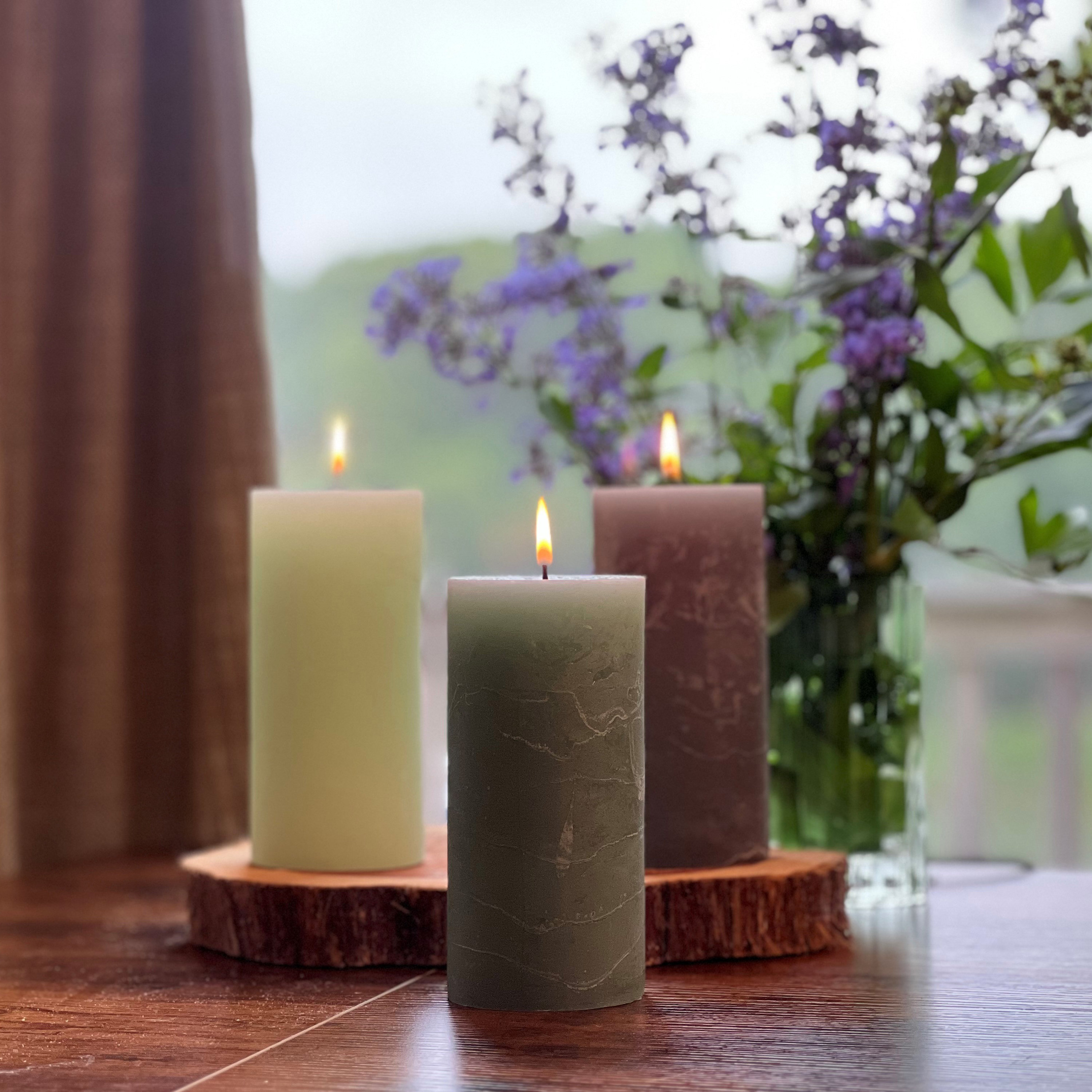 Latitude Run® 3 Piece Shades Of Green Candles | Wayfair