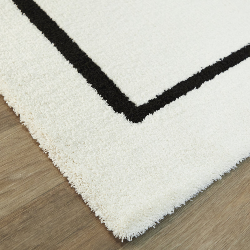 Mercury Row® Pollman Abstract White/Black Area Rug & Reviews | Wayfair