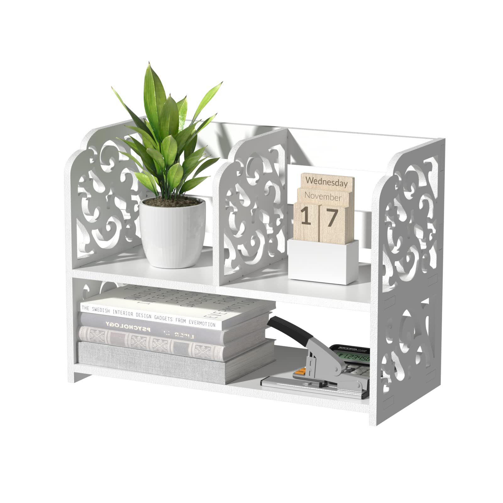 Inbox Zero Desktop Organizer, Hollow Pattern Vintage Desk Storage Rack ...