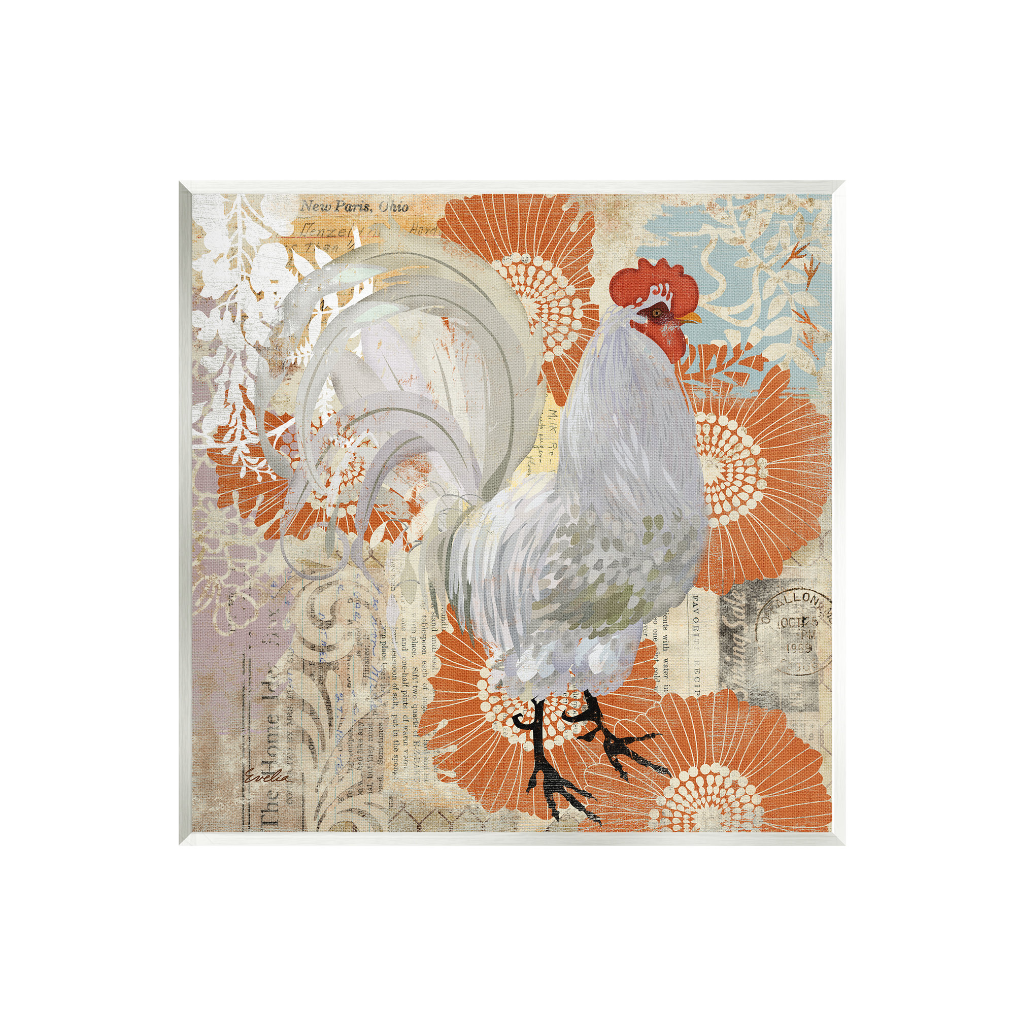 Stupell Industries " Floral Chicken Kitchen Collage " by Evelia Designs ...