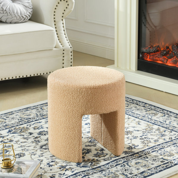 Ebern Designs Spero Modern Boucle Upholstered Ottoman, Footstool Under ...