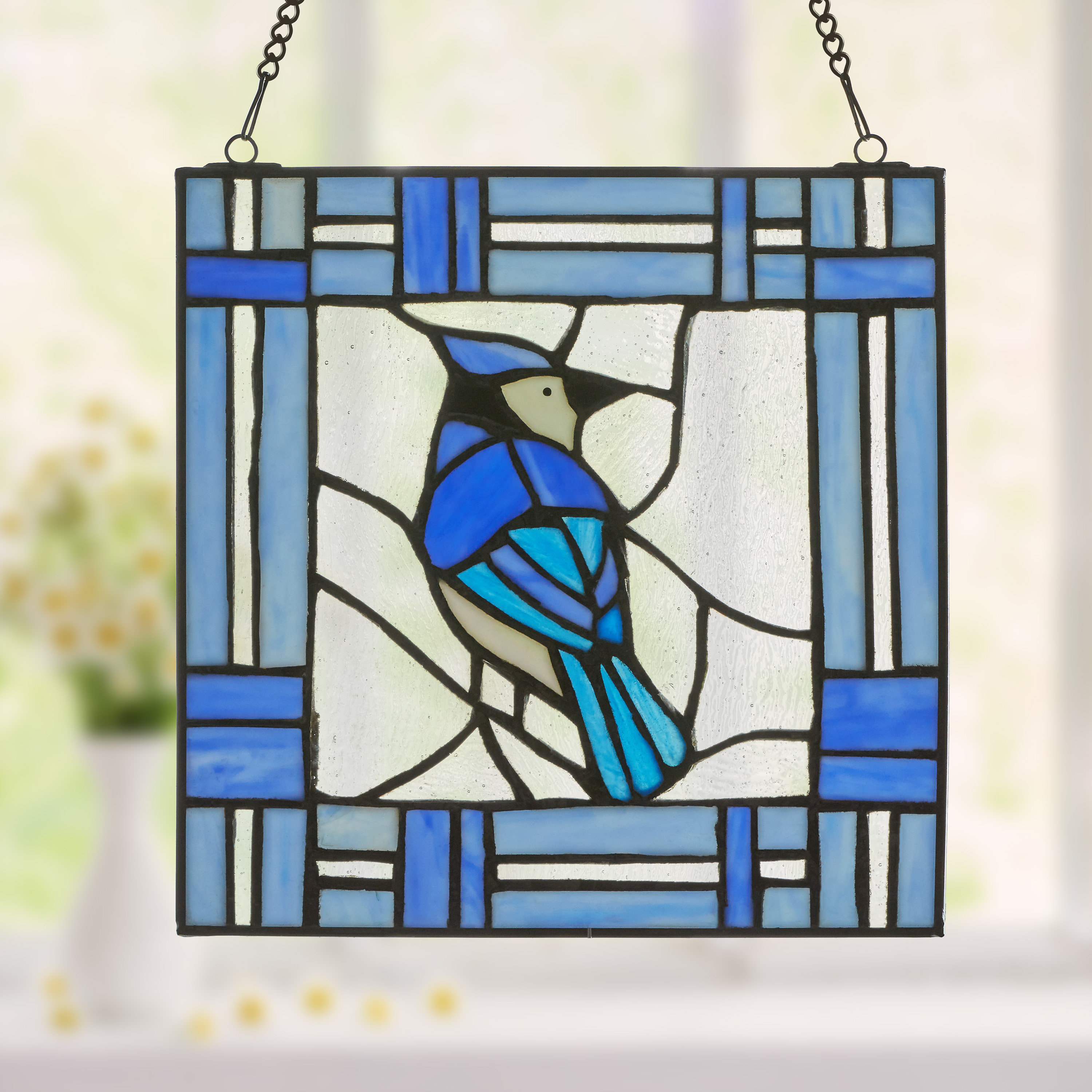 Red Barrel Studio® 11"H Blue Jay Stained Glass Window Panel & Reviews ...