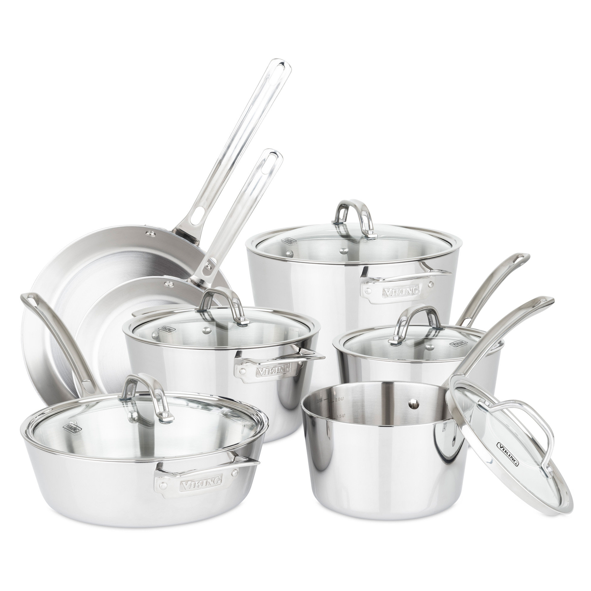 Viking Contemporary 3-Ply 12 Piece Cookware Set with Glass Lids | Wayfair