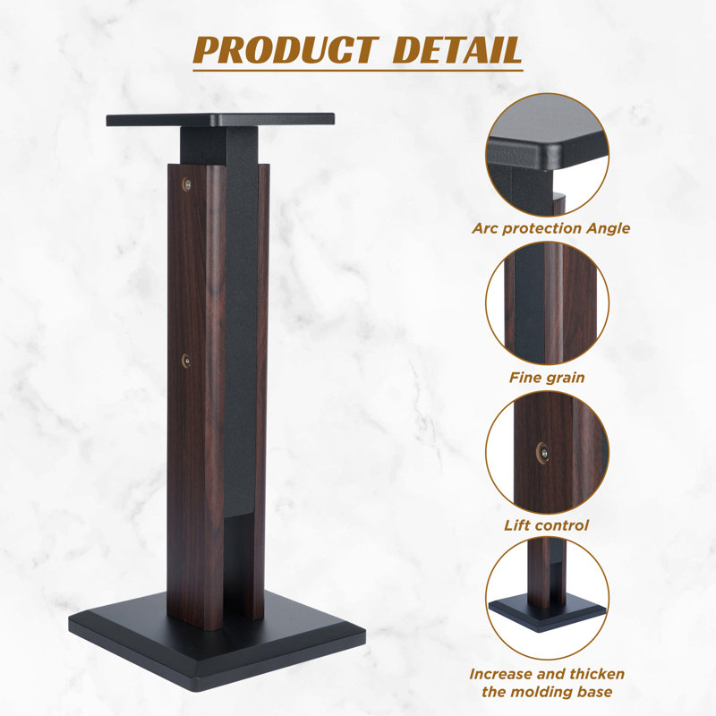 Ivy Bronx Wooden Adjustable Height Speaker Stands | Wayfair