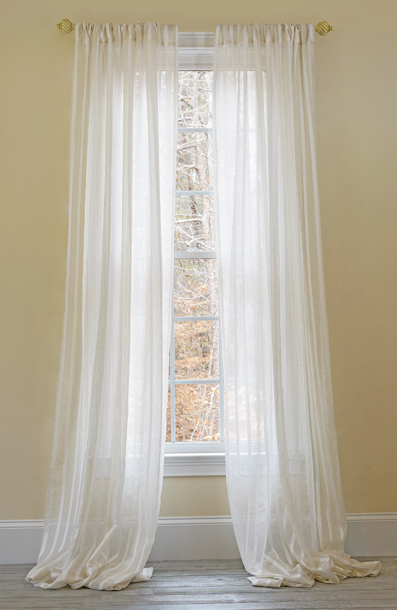 Charlton Home® Sheba Striped Sheer Rod pocket Single Curtain Panel ...