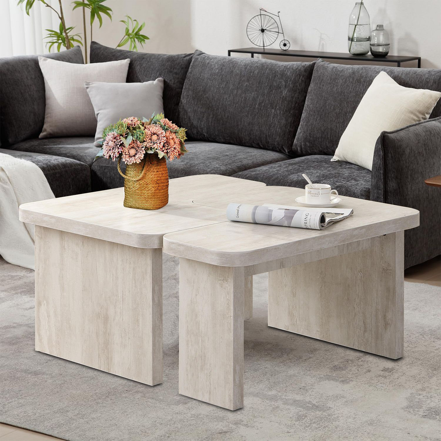 Latitude Run® Modern minimalist assembled coffee table with wooden ...