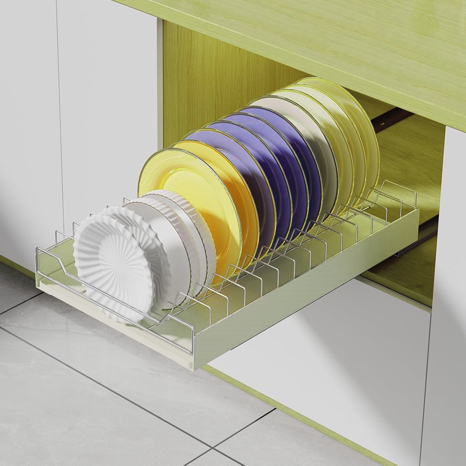 Yesurprise Pull Out Dish Rack Metal Slide Out Dish Drying Rack Cabinet ...