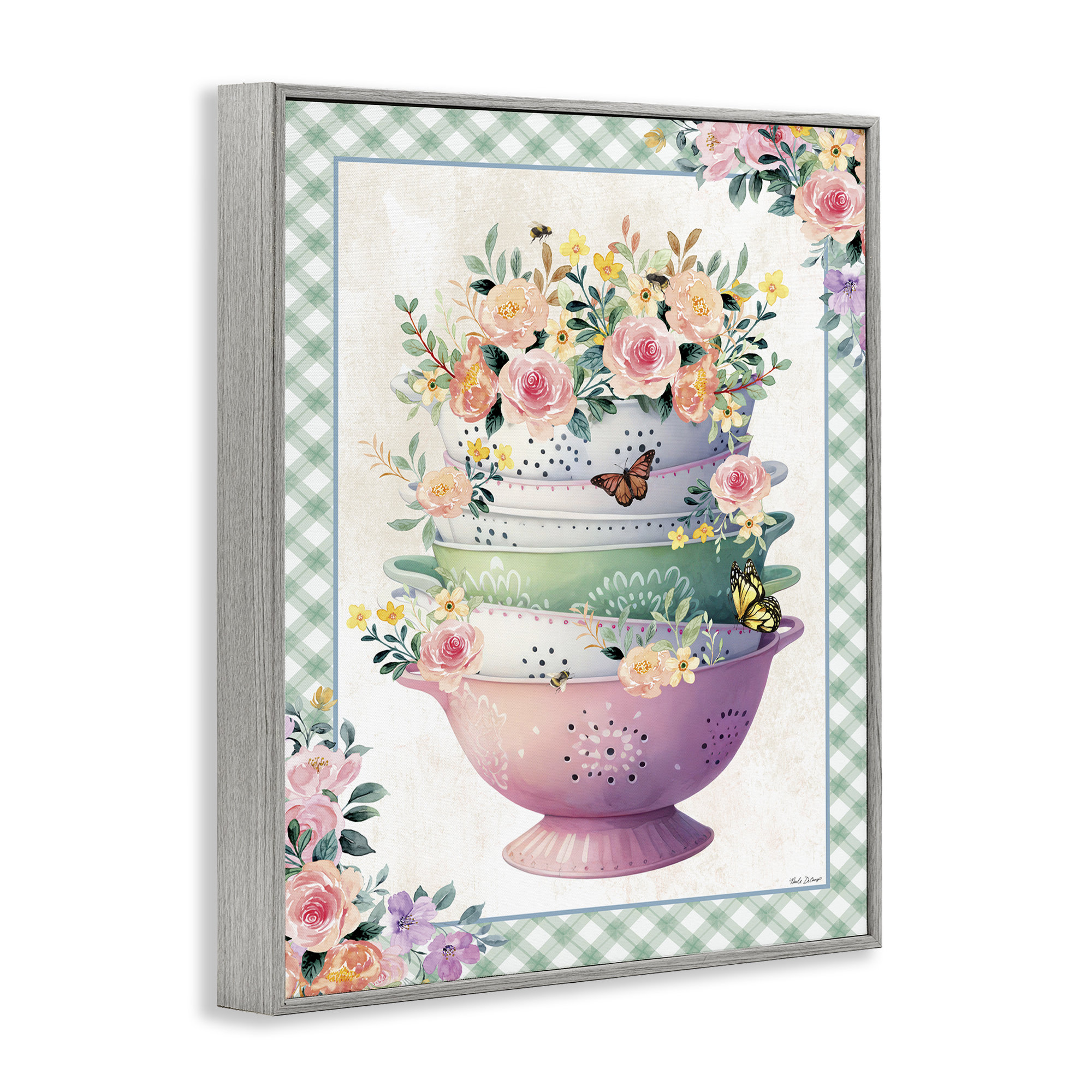 Ophelia & Co. Stacked Bowls Plaid Border Giclee Art by Nicole DeCamp ...