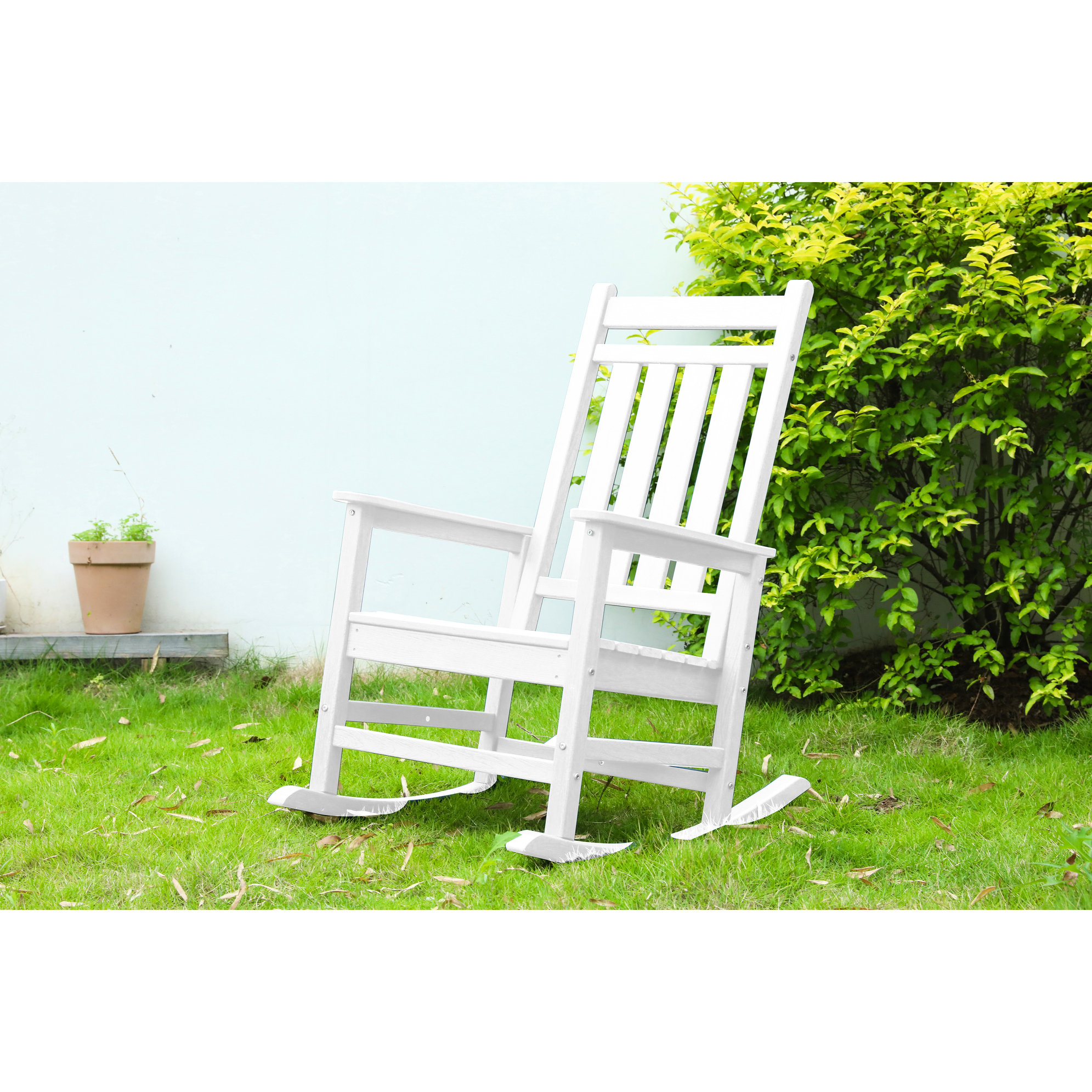 Latitude Run® Oversized Adult Rocking Chair In White - All Weather ...