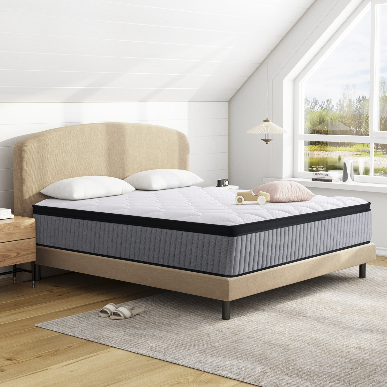 Alwyn Home 14" Gel Memory Foam Hybrid Spring Mattress with Edge Support ...