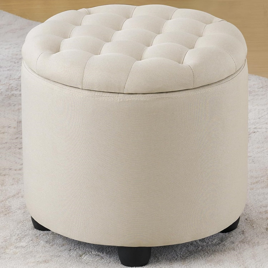 Latitude Run® Modern Round Storage Ottoman,Button Tufted Ottoman Foot ...