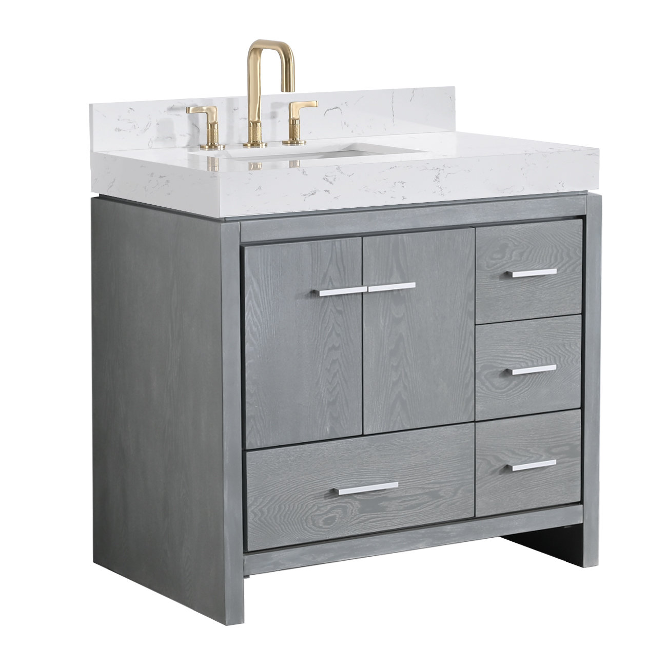 Latitude Run® 36 In. W X 23 In. D Bathroom Vanity In Gray With ...