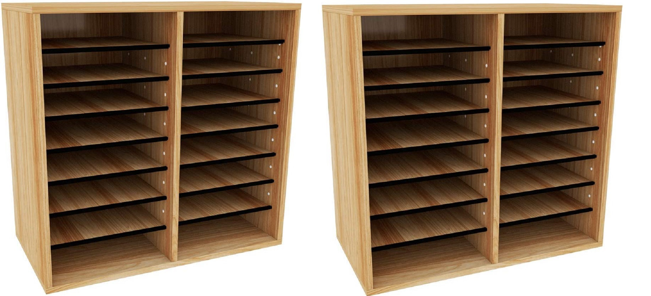 AdirOffice Wood Adjustable 16 Compartment File Storage Sorter ...