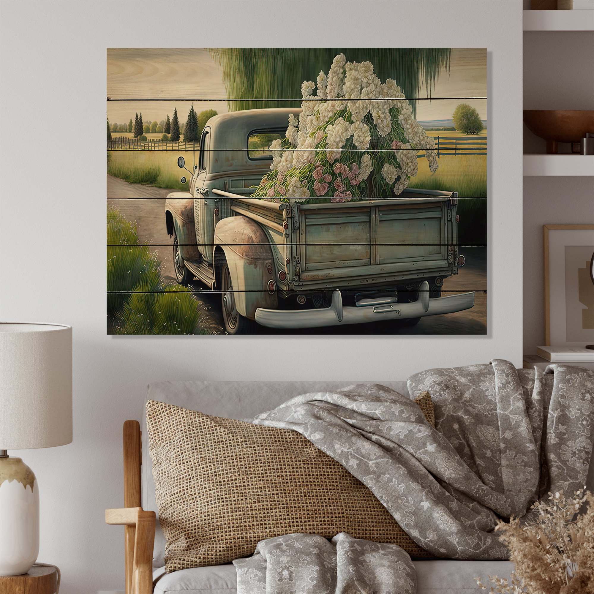 August Grove® Barn Flower Delivery Truck VI - Barn Farm Ranch Wood Wall ...