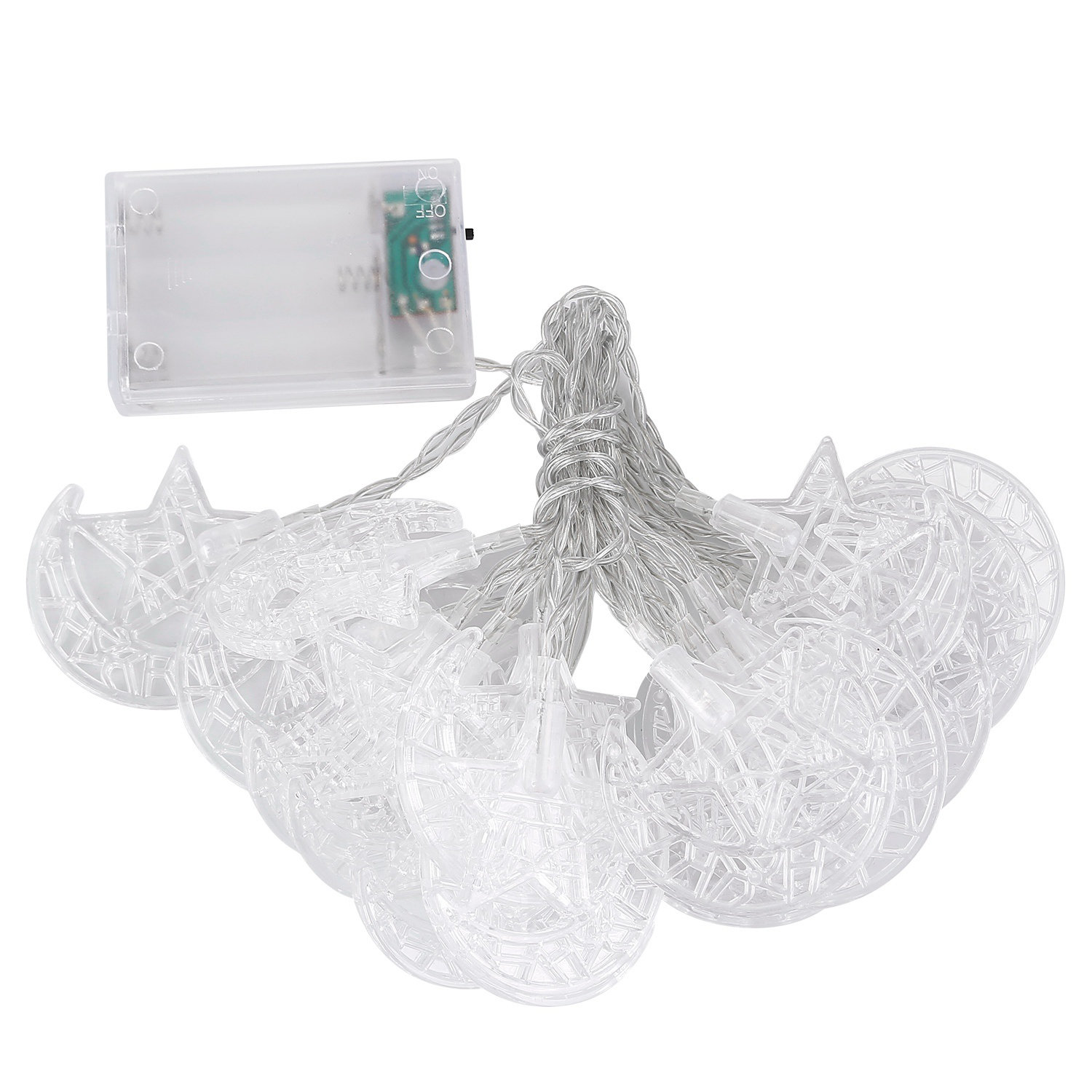 The Holiday Aisle® Ramadan Star Moon String Lights Battery Powered Warm ...