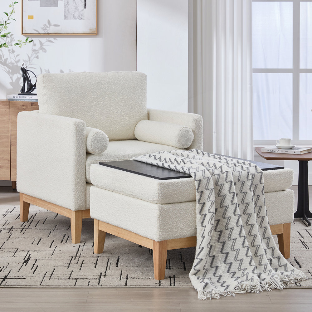 Latitude Run® Performance Upholstered Wood Base Square Accent Arm Chair ...